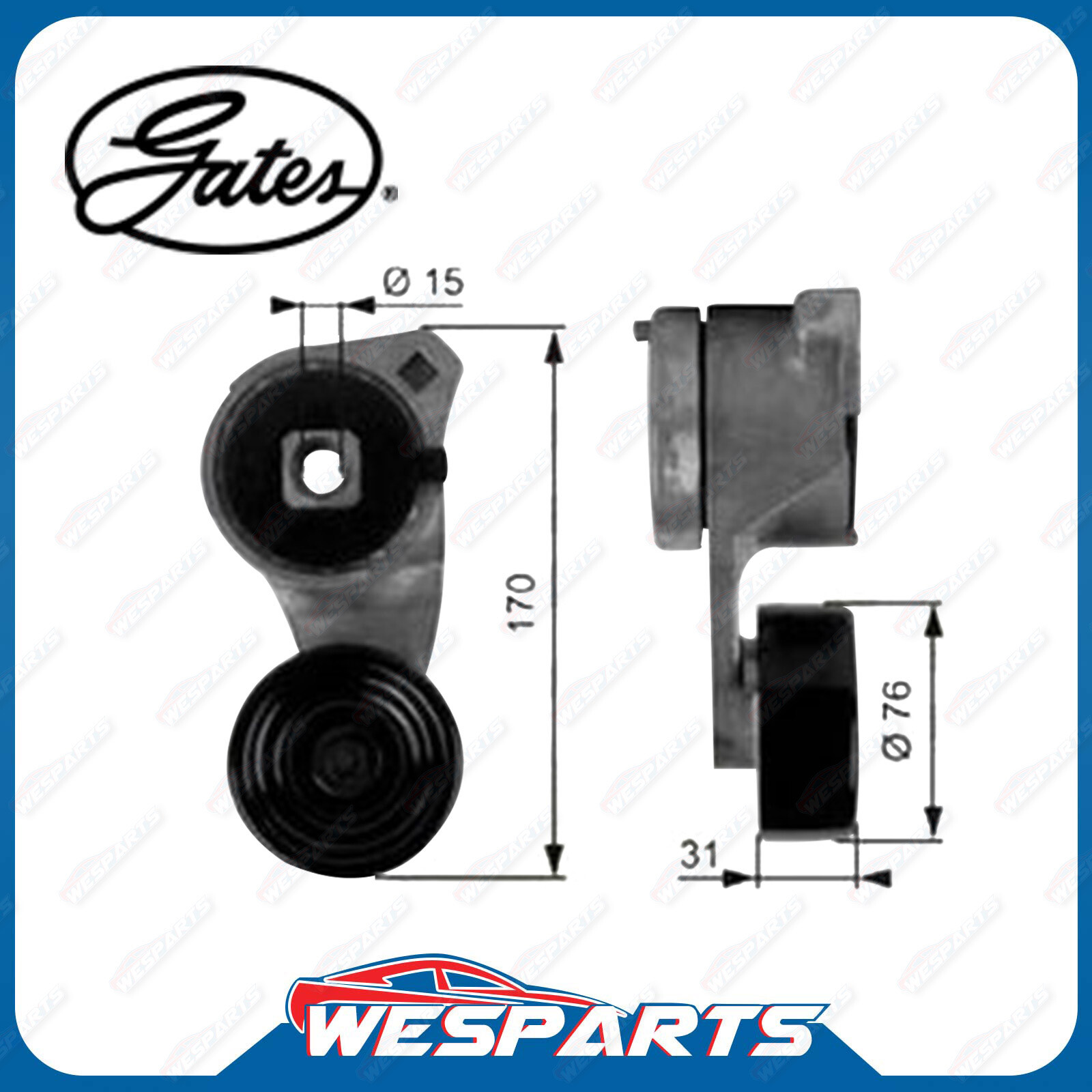 1 x Gates DriveAlign Alternator Belt Tensioner - Part Number 38118 ...