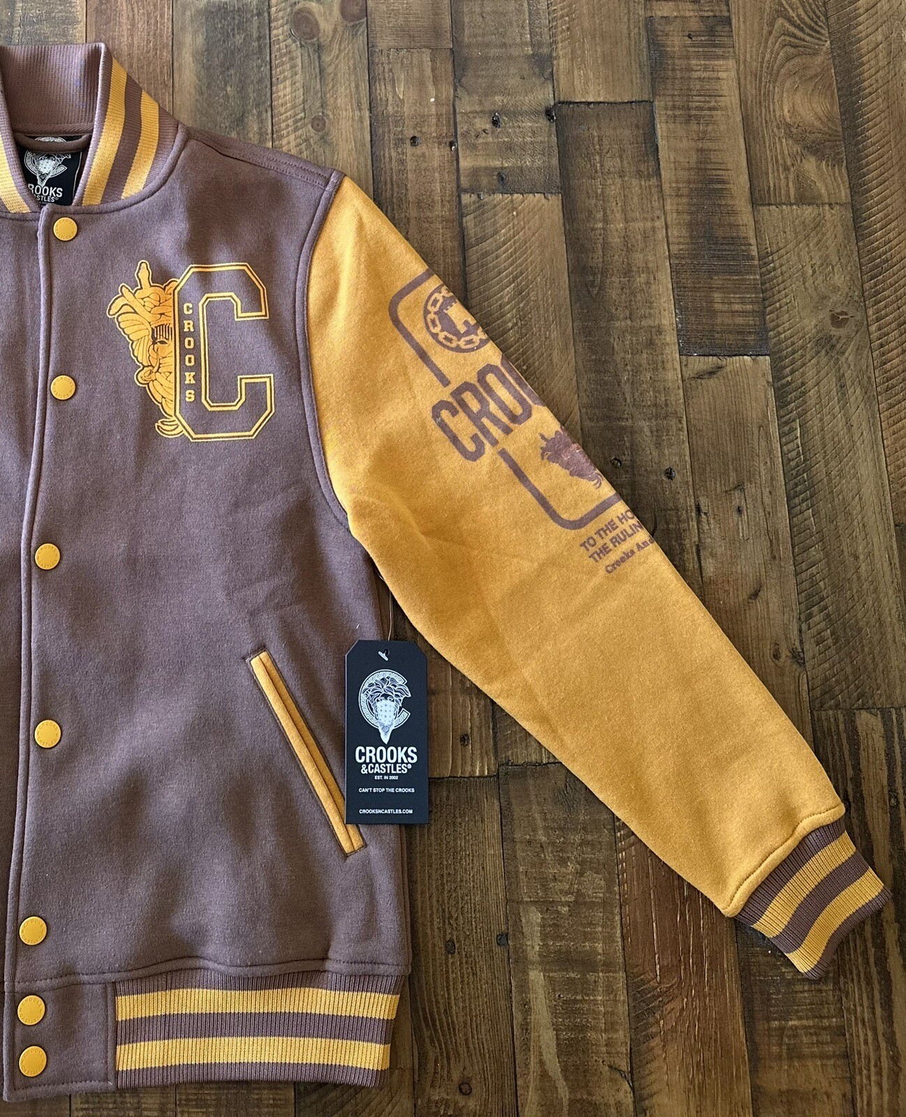 Crooks & Castles Jacket Mens Small Brown Varsity Jacket | eBay