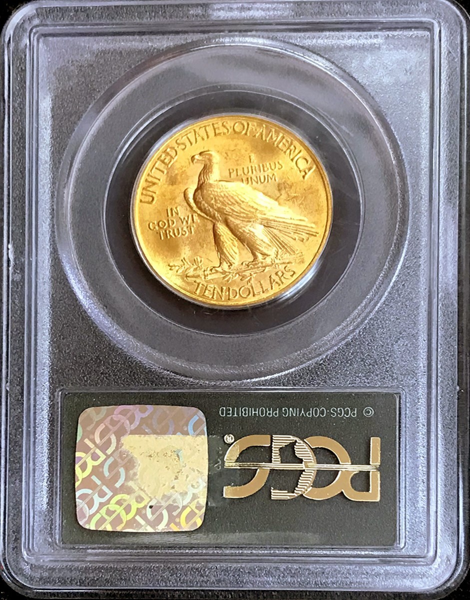 1932 GOLD US $10 DOLLAR INDIAN HEAD EAGLE COIN PCGS MINT STATE 63 GREEN ...