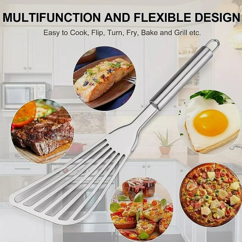 2-Piece Fish Spatula, Upgrade Metal Spatula, Big Size Spatula Stainless ...