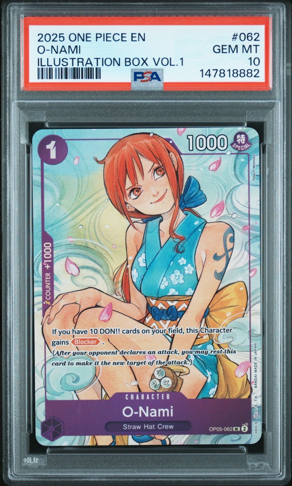 2025 ONE PIECE #062 ILLUSTRATION BOX VOL 1 PROMO O-NAMI PSA 10 GEM MINT ...