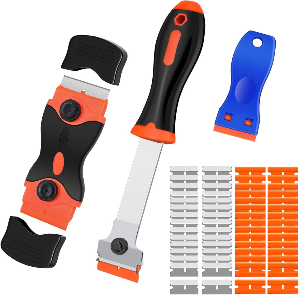Razor Blade Scraper Tool, 3 Pack with 50 Plastic & 30 Metal Razor ...