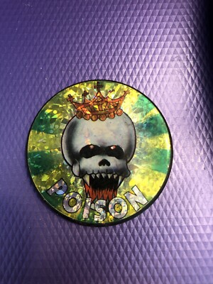 Pog Poison Skull With Crown 1990s Metal..☠️ | eBay