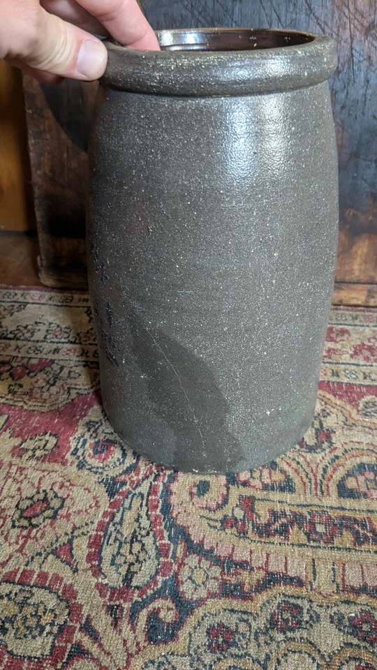 Antique Early Country Stoneware Hamilton & Jones PA Cobalt Crock Jar 10 ...