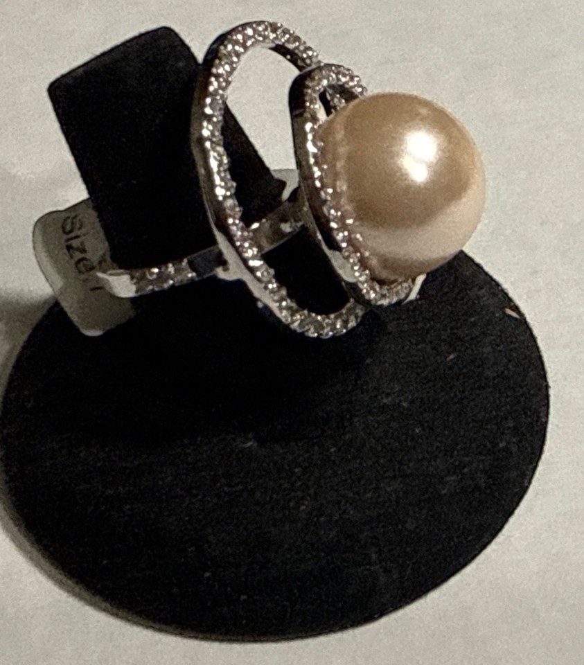 Park Lane Pearl and rhinestone open statement ring with bow motif Size ...