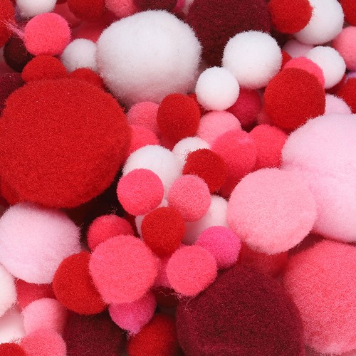 120 Pcs Fuzzy Pom Poms Balls Assorted Sizes for DIY Crafts Rose-Red ...