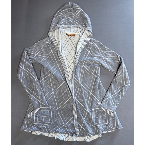 Belldini Gray Diamond Pattern Hooded Cardigan Sweater Lightweight ...