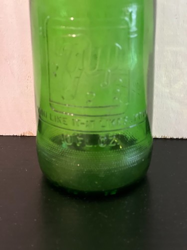 7Up Green Soda Bottle - 1969 - 10 oz. - 7Up Bubbles -"You Like It - It ...