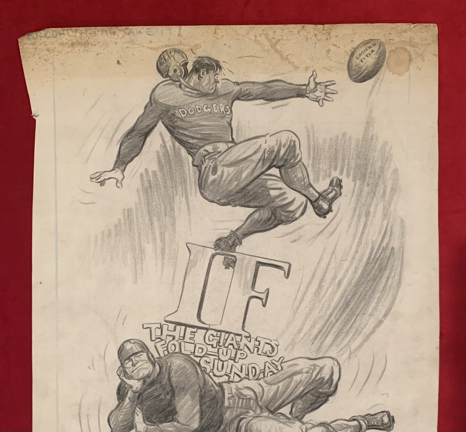 Antique 1930s NFL Football Original Art Brooklyn Dodgers Eagles ...