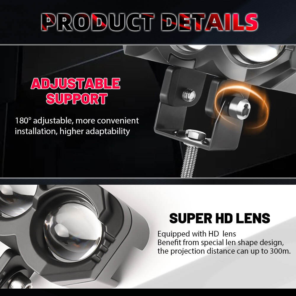 4inch LED Work Light Amber White Cube Pods Spot Flood Driving Fog Lamp ...