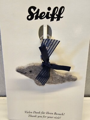 Steiff Felt Key Chain Clip Gray Dolphin Key Ring Purse Fob Made in ...