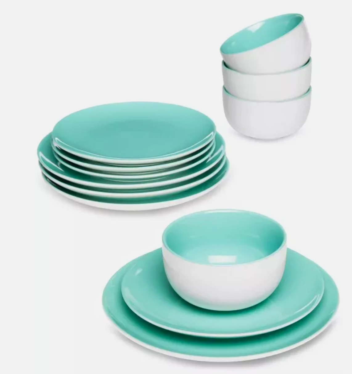 the cellar 12-piece Dinnerware Set - Teal - Dinner & salad plates ...