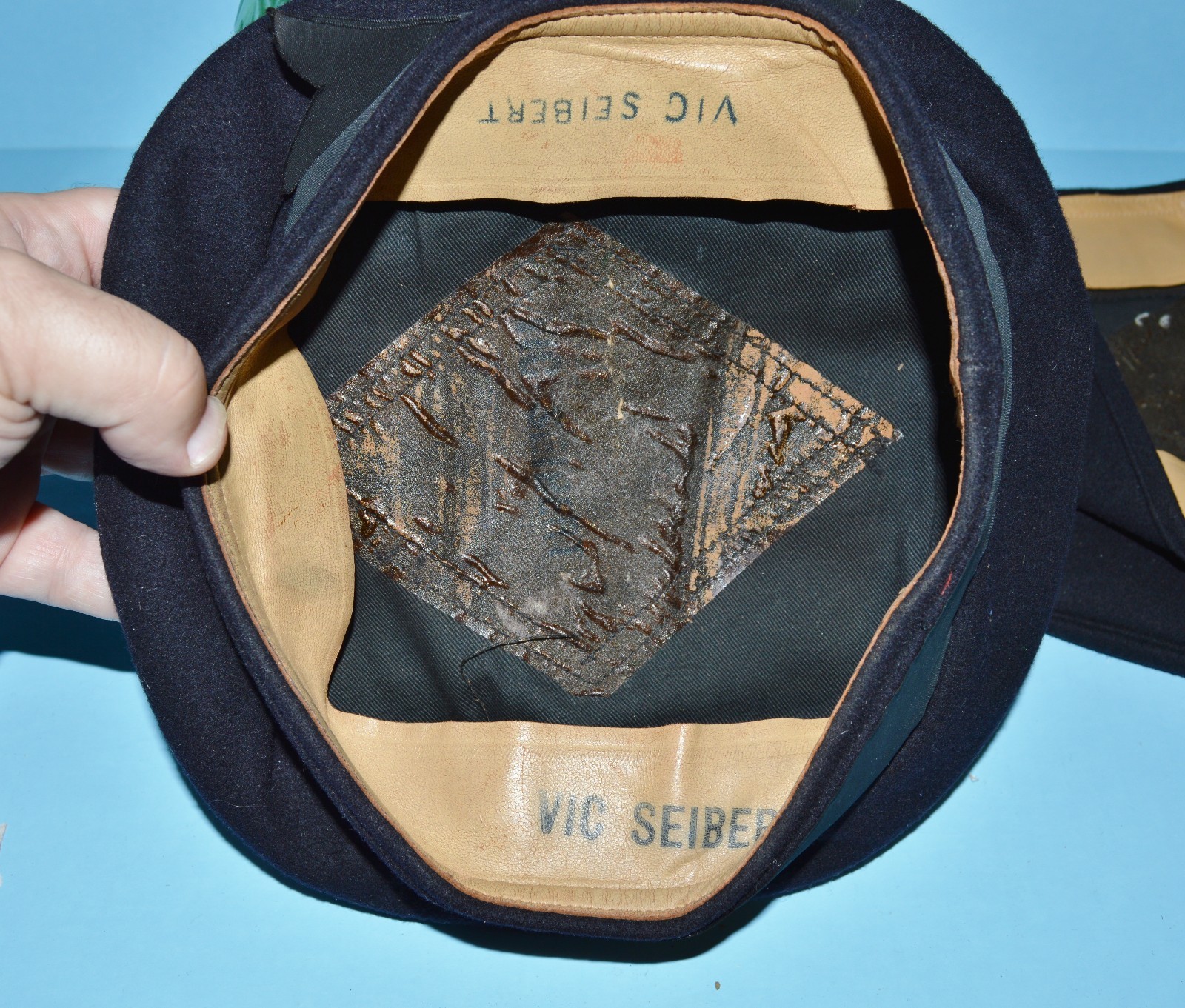 2 WWII US NAVY WOOL SAILOR CRACKER JACK CAPS VIC SEIBERT St Lo KAMIKAZE ...