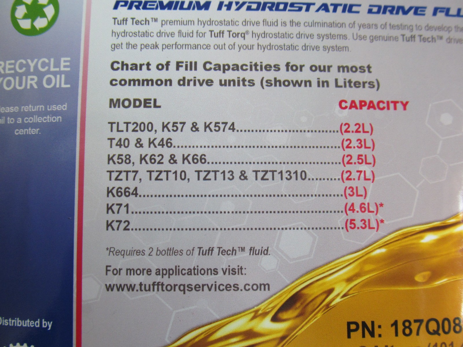 New Genuine OEM Tuff Torq Premium Hydrostatic Drive Transmission Oil ...