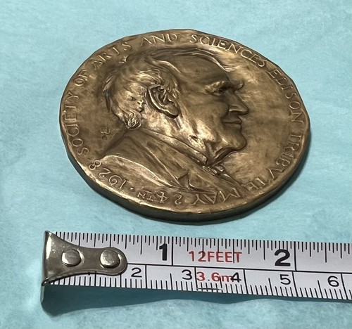 THOMAS EDISON MEDAL 1928 BRONZE EDISON TRIBUTE SOCIETY OF ARTS AND ...