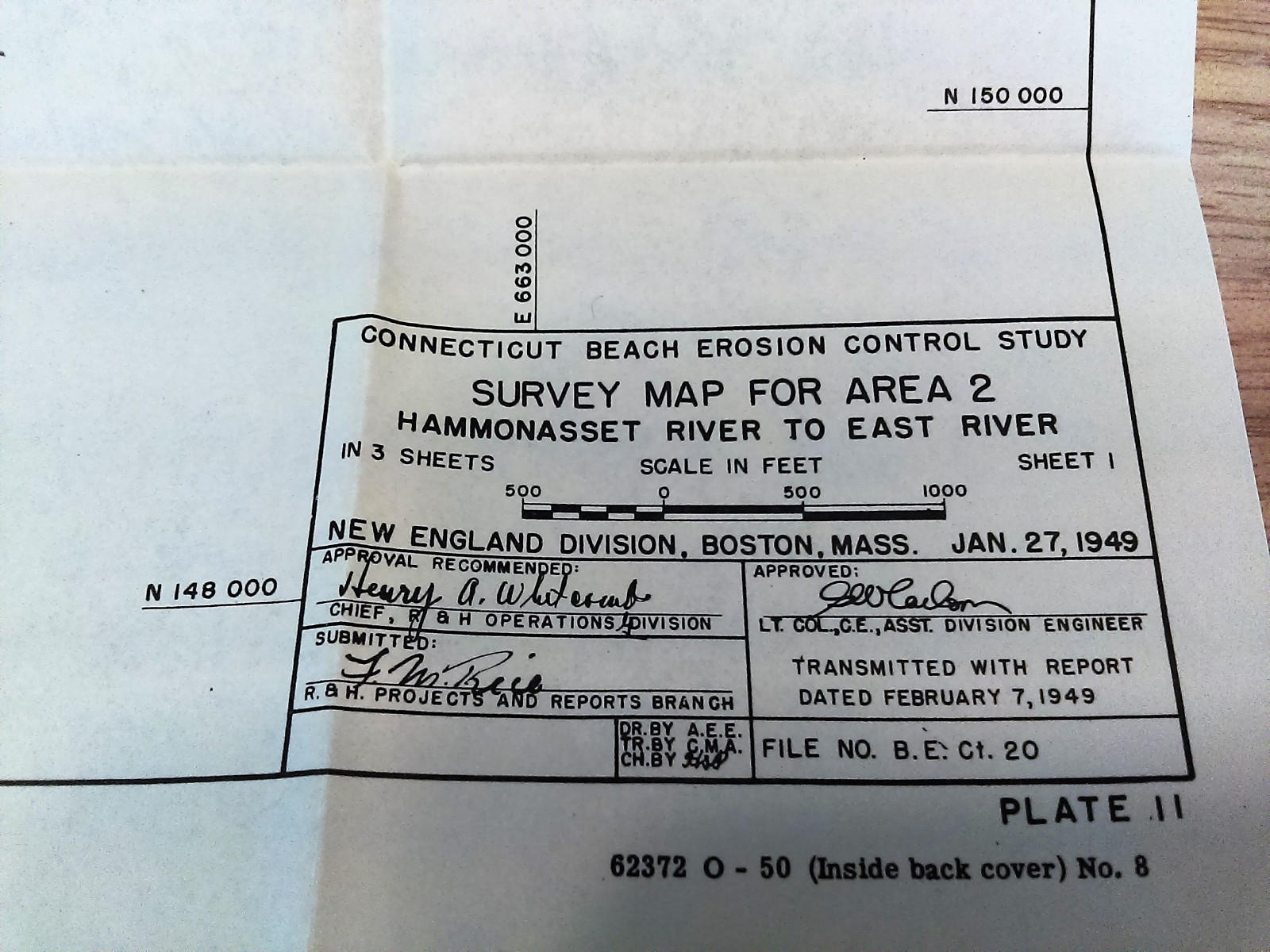 1949 Survey Map Area 2 Hammonasset River Erosion Control Study Clinton ...