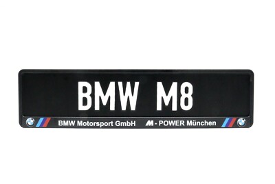 BMW M8 M Power Frame + Euro European License Plate Number Plate ...