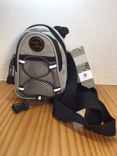 Mini Day Pack Bag Skull & Crossbones CMC Gray Camo Crossbody Strap Clip ...