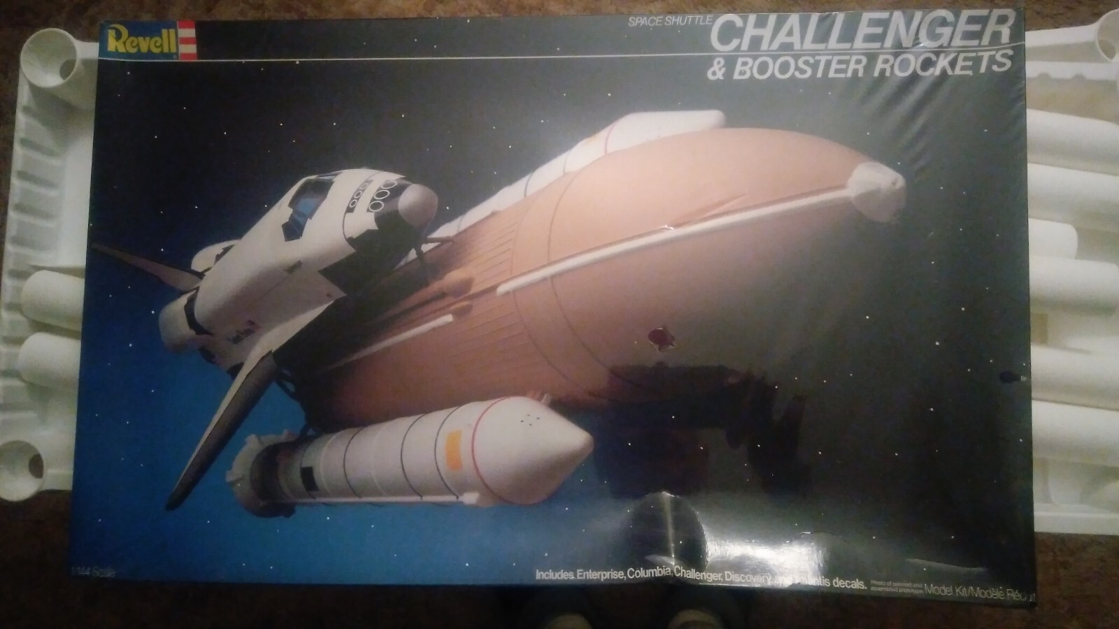 space shuttle challenger with booster rockets scale model in shrink ...