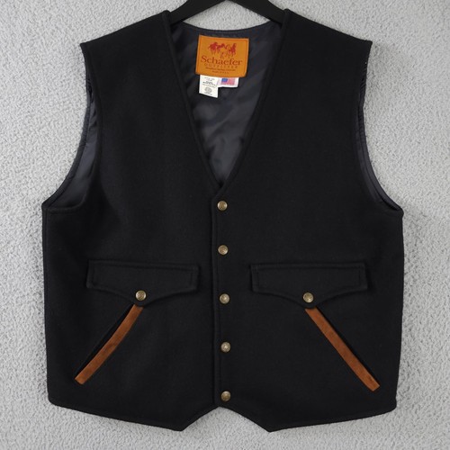 Schaefer Outfitter Vest Mens L Black Wool Blend Lined Western Cowboy ...
