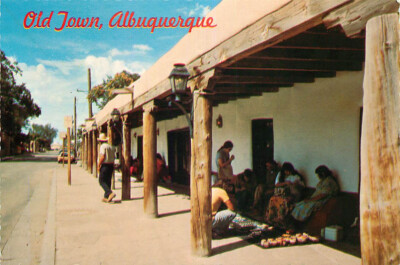 Postcard Indians Display Their Goods Old Town Plaza Albuquerque New ...