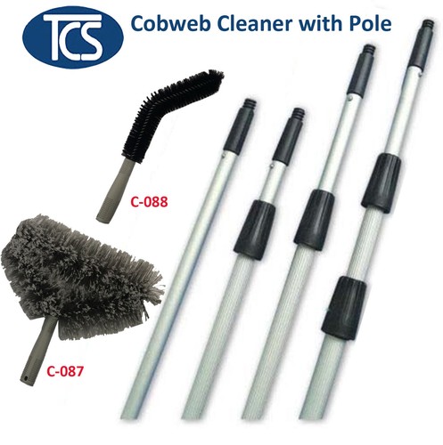 Cobweb Cleaning Attachment Tool w/ Aluminium Telescopic Extension Pole ...