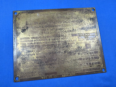 1951 Brass Equipment Badge, Plaque U.S. Army Corp of Engineers, Plow ...