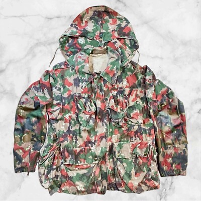 Vintage Swiss Army M70 Alpenflauge Red Camo Jacket Hooded Mens Size 52 ...