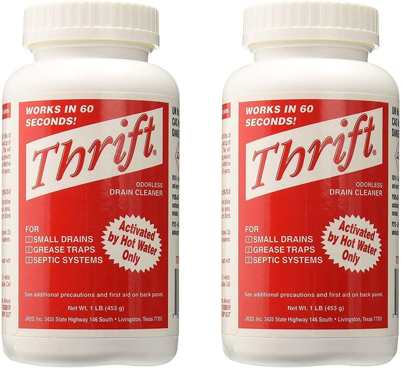 Thrift T-100 Alkaline Based 1-Pound Granular Drain Cleaner (White) (2 ...