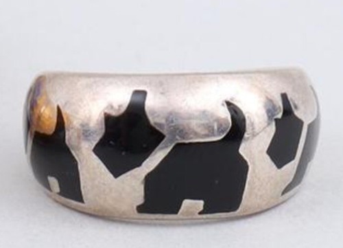 Rare Vintage French Silver Scottish Terrier Pinky Ring Size 3 FDR Fala ...