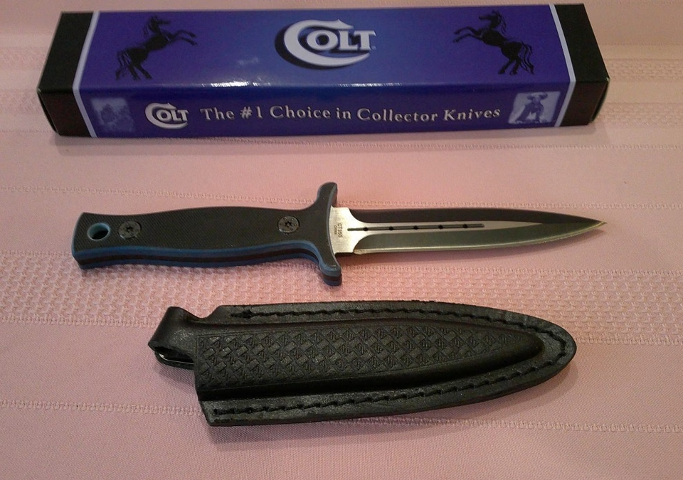 NIB Colt Fixed Blade Boot Knife With Black Leather Boot Clip Sheath ...