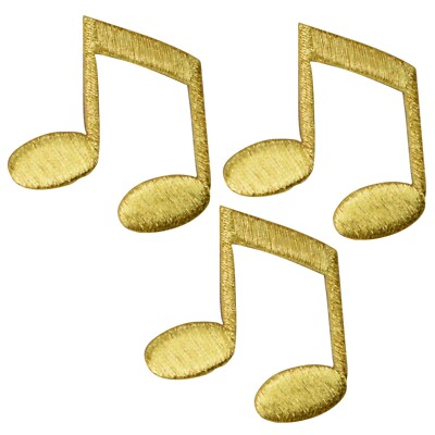 Gold Double Note Applique Patch - Sheet Music Notes Embroidered Badge 3 ...