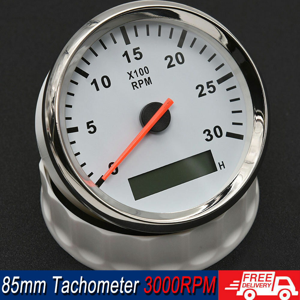 85mm Boat Marine Tachometer Diesel Engine Tacho Gauge 3000 RPM Digital ...