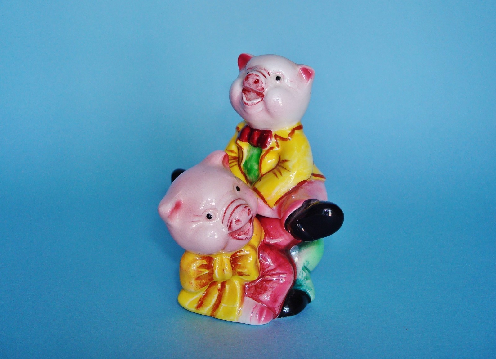 Vintage Anthropomorphic Piggyback Porcelain Pigs Stacker Salt & Pepper ...