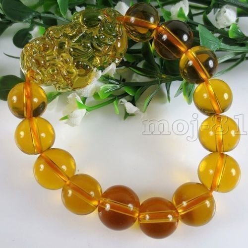 NEW Feng Shui Citrine Yellow Crystal Pi Yao Pi Xiu Xie Bracelet For ...