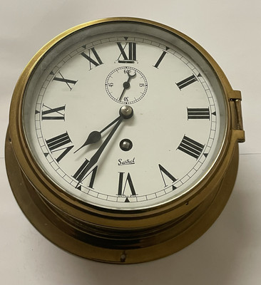 Antique Brass Sestrel Ships Clock Superb Fully Working 7 Inch Diameter ...