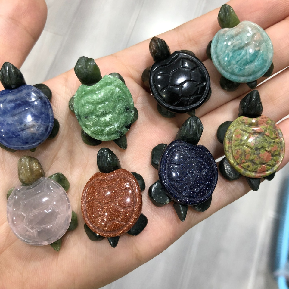 5pc Natural mix Quartz hand Carved Mini Sea turtle crystal Reiki ...