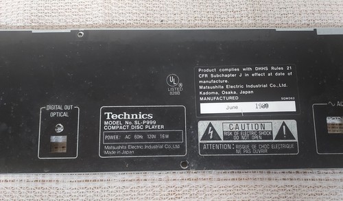 TECHNICS SL-P999 CD Player Metal BACK PANEL | eBay