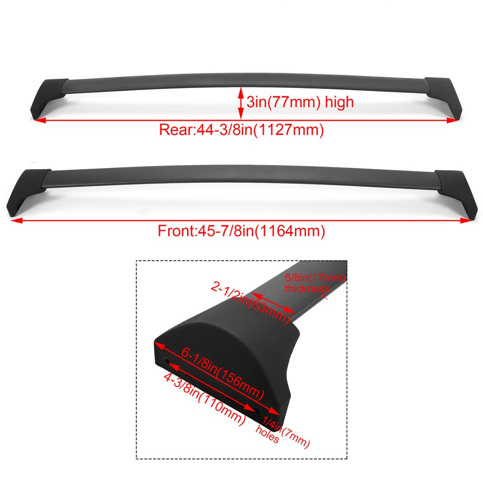 4Pcs Roof Rack Side Rail + Cross Bar for Honda Pilot 2016-2022 Roof ...
