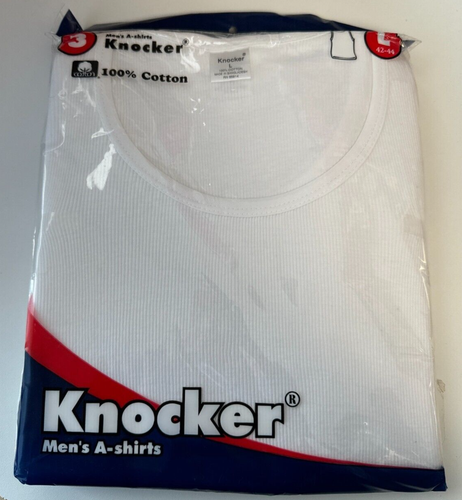 Knocker Mens A-Shirts Large White Beater Ribbed Undershirt Tank Top 3 ...