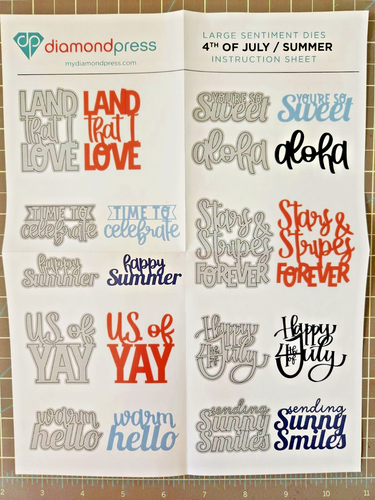 Diamond Press LARGE SENTIMENTS DIE Kit - Summer / 4th of July / U.S. of ...