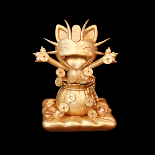 Meowth Wealth Pokemon Figure Statue Anime Gold Red Team Rocket Gift ...