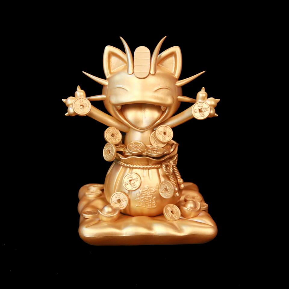 Meowth Wealth Pokemon Figure Statue Anime Gold Red Team Rocket Gift ...