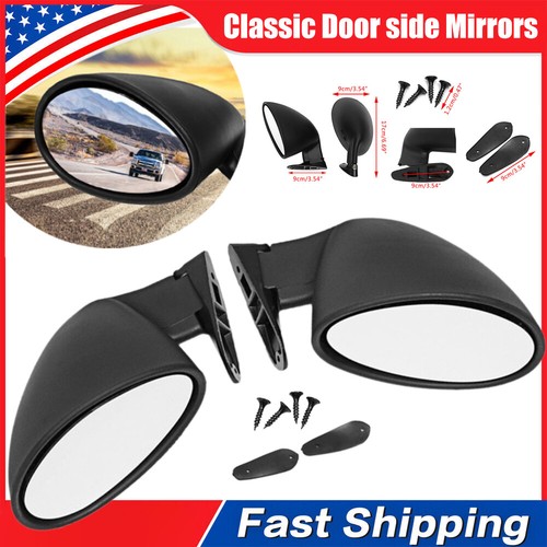 Pair Black Universal Classic Style Car Door Wing Side View Mirror Left ...