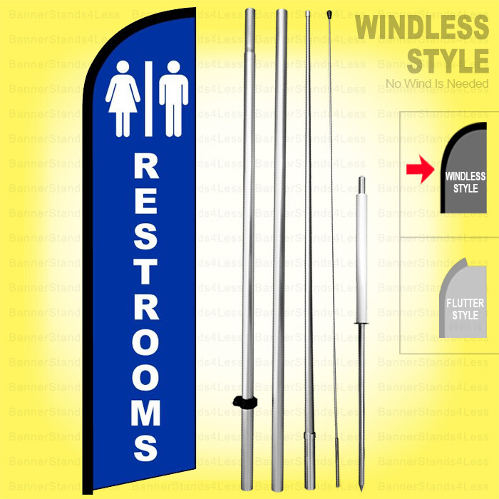 RESTROOM - Windless Swooper Flag Kit 15' Feather Banner Sign bf-h | eBay