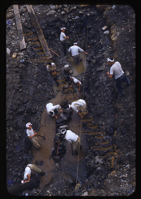 Japan Men Digging Ditch Workers Creek 1950s 35mm Slide Red Border ...