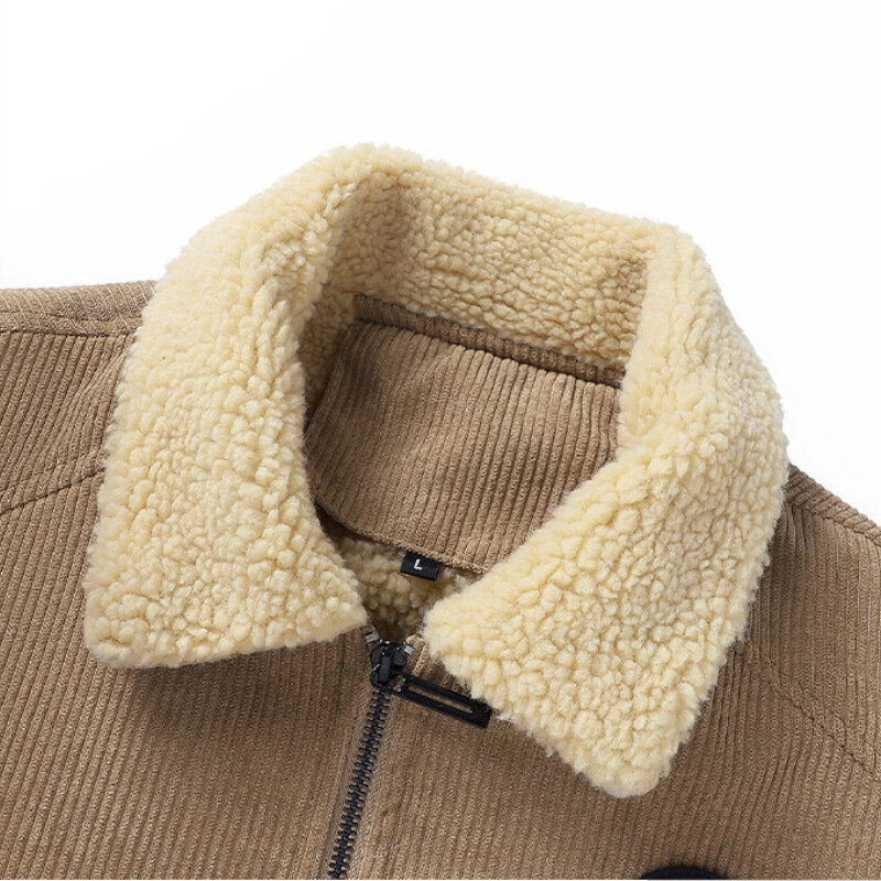 Mens Warm Corduroy Coat Fleece Jacket Outdoor Overcoat Thicken ...