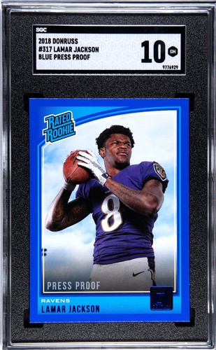 2018 Donruss Lamar Jackson Ravens Rated Rookie Blue Press Proof 317 RC ...