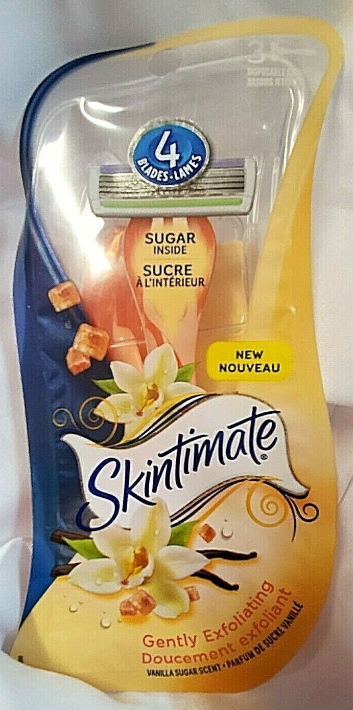 SKINTIMATE DISPOSABLE RAZORS GENTLY EXFOLIATING VANILLA SUGAR SCENT NIP ...