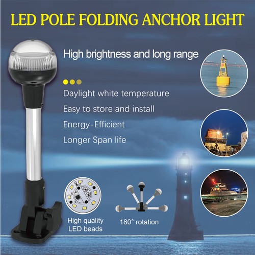 Stainless Steel LED Pole Folding Anchor Light - 241mm, 12V | eBay